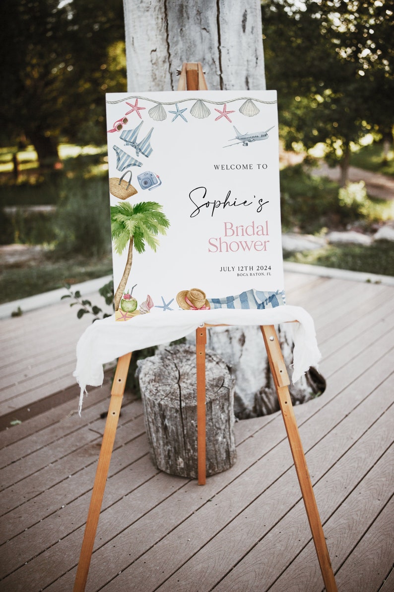 Tropical Beach Welcome Sign Beach Bridal Shower Welcome Sign - Etsy