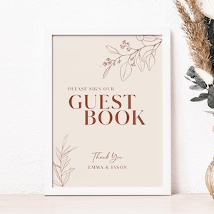 Guest Book Sign, Please Sign Guest Book, Floral Wedding Sign, Botanical ...