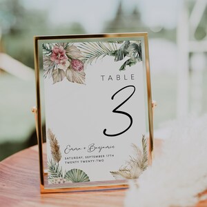 Tropical Table Numbers, Wedding Table Numbers, Table Numbers Template ...