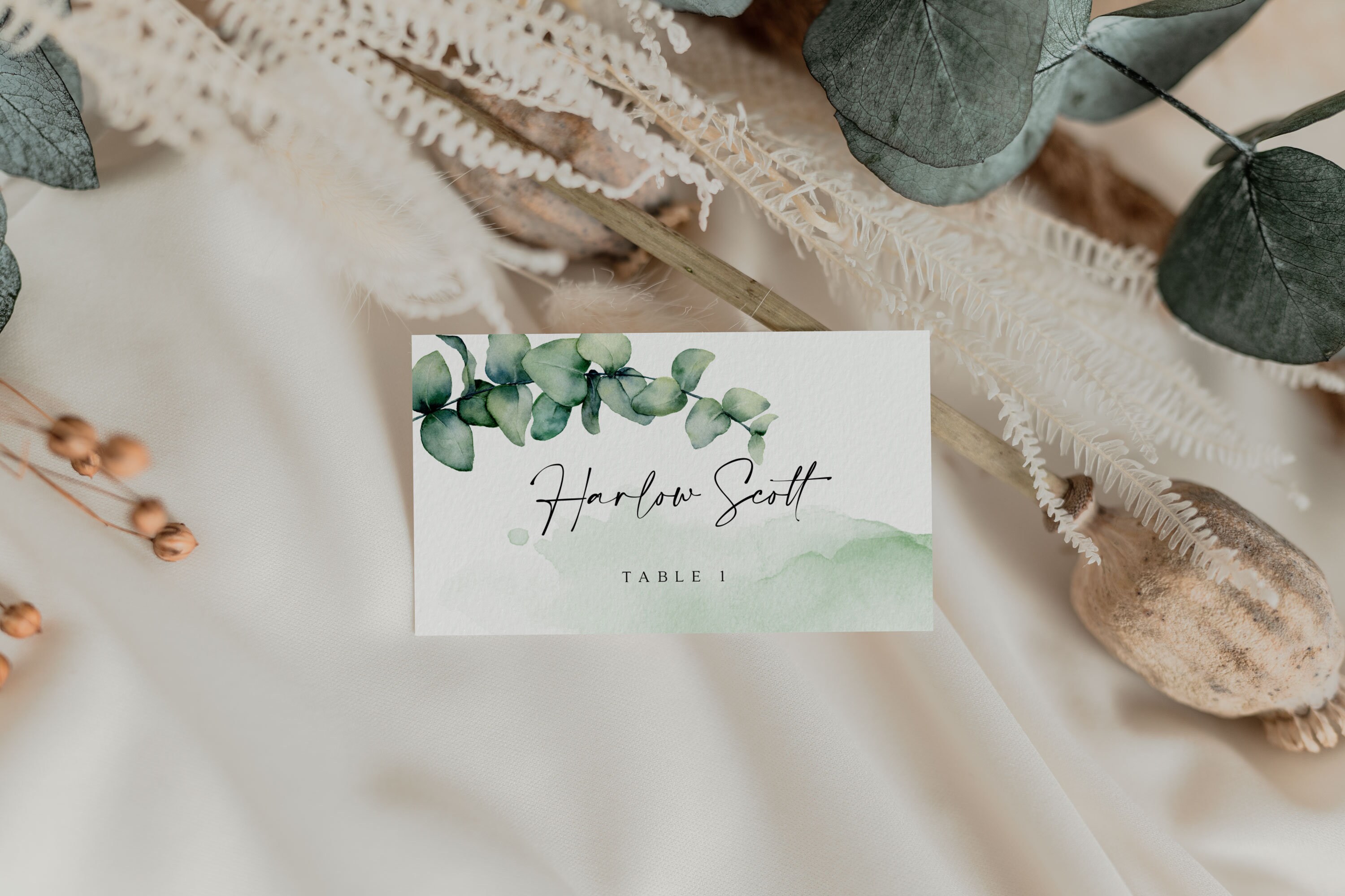 Greenery Place Card Template Wedding Place Cards Greenery | Etsy