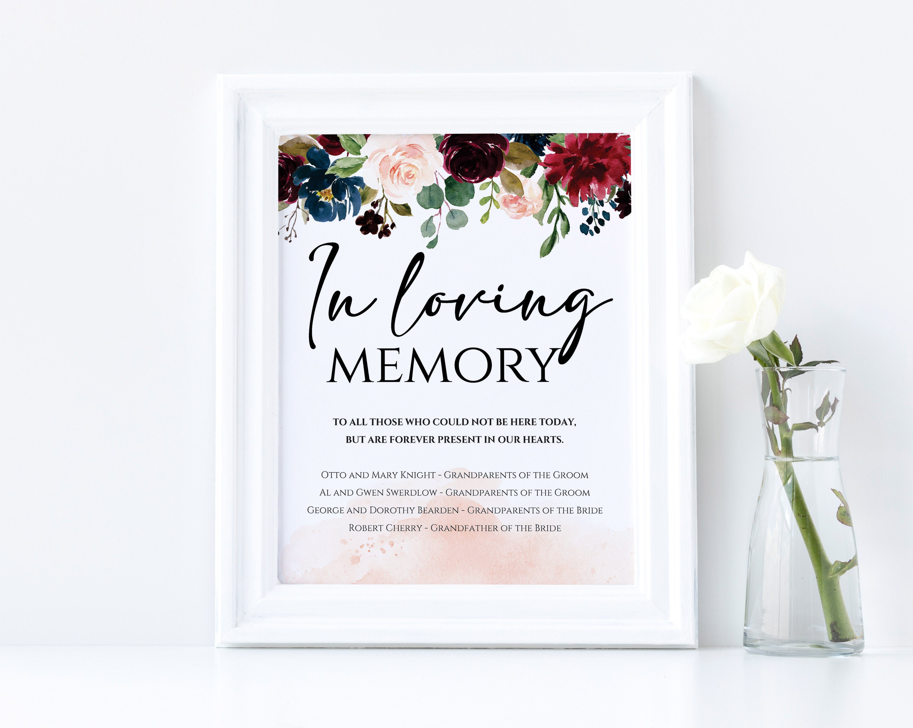 In Loving Memory Sign Memory Table Sign for Wedding In | Etsy