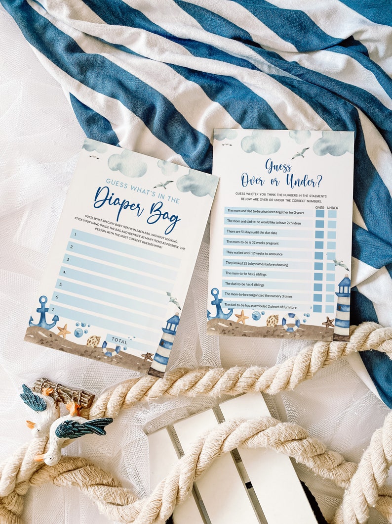 Nautical Baby Shower Games Baby Shower Games Bundle Baby - Etsy