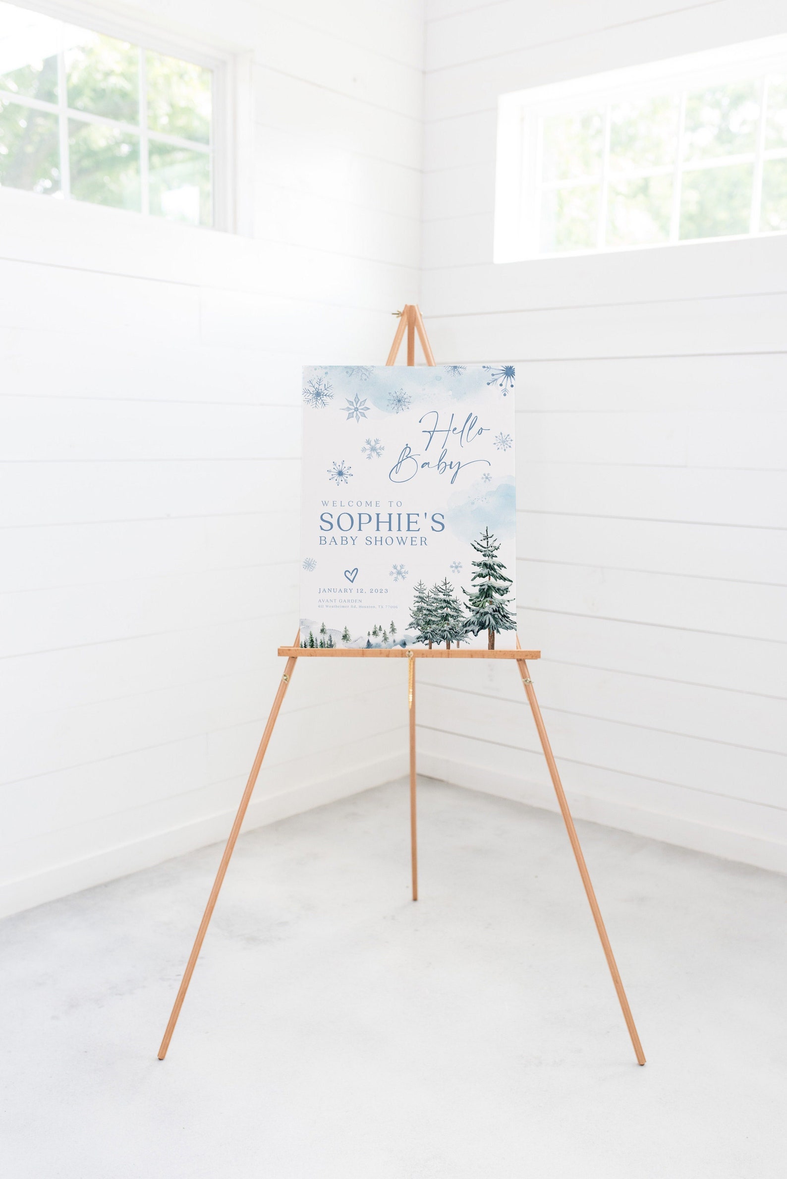 Hello Baby Sign Baby Shower Welcome Sign Winter Wonderland - Etsy