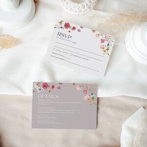 Wildflower Wedding Invitation, Spring Summer Floral Wedding Invitation ...