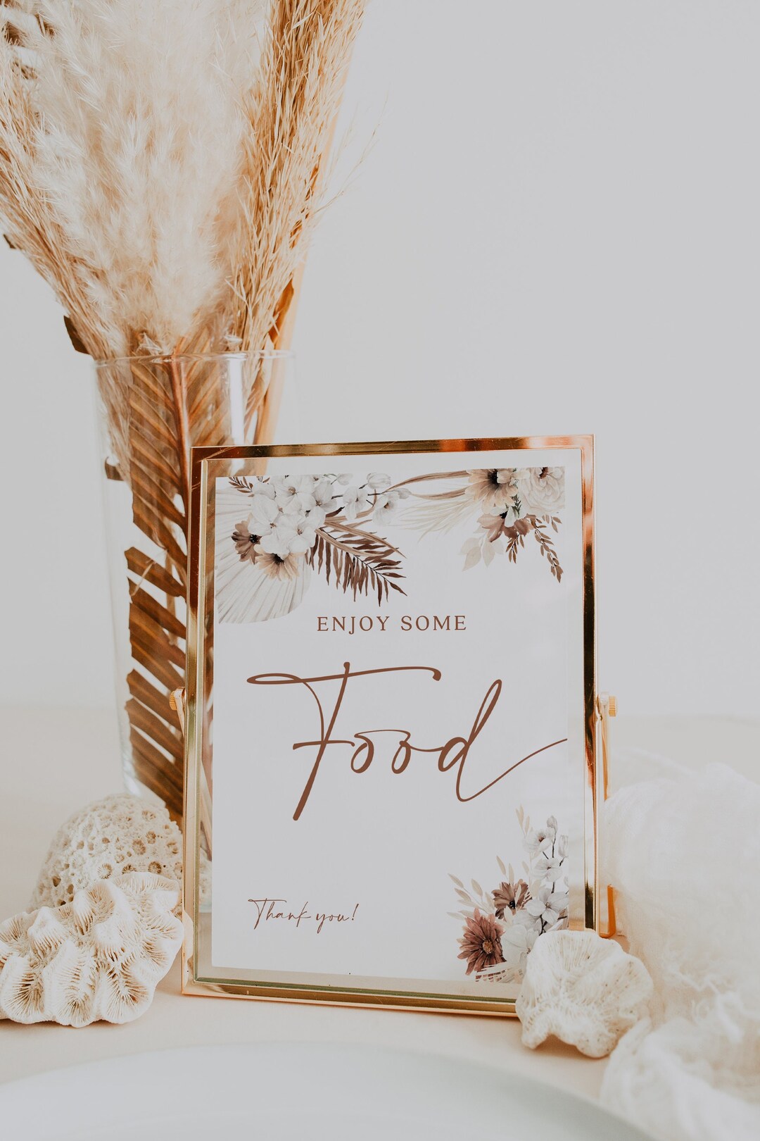 Food Sign, Food Table Sign, Baby Shower Sign, Boho Pampas Terracotta ...