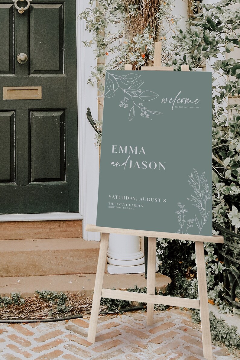 Sage Welcome Sign Welcome Sign Template Sage Floral Welcome - Etsy
