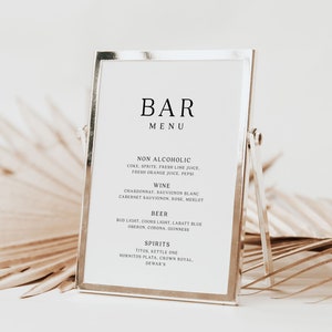 Bar Menu Template, Elegant Bar Menu Sign, Drinks Menu Sign, Elegant ...
