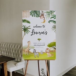 Safari Baby Shower Welcome Sign, Welcome Sign Template, Safari Welcome ...