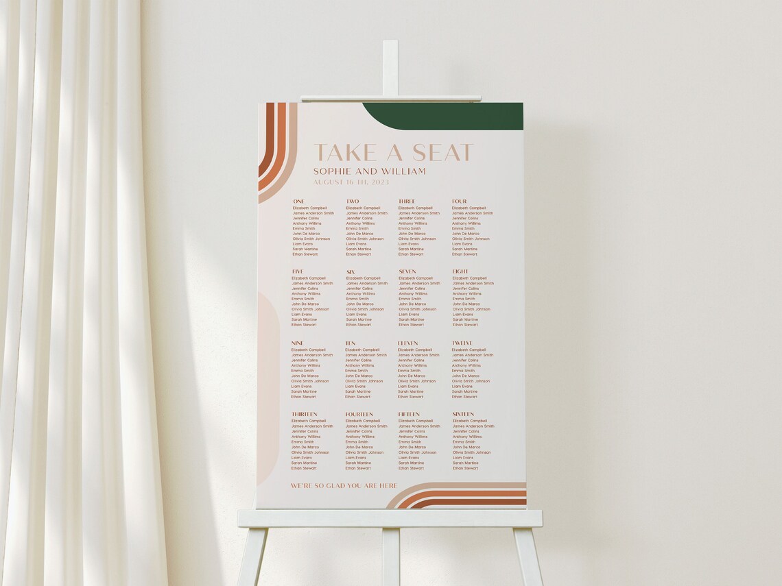 Seating Chart Wedding Modern Boho Seating Chart Template With | Etsy