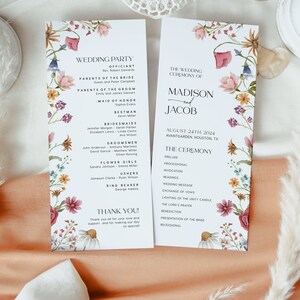 Floral Wedding Program, Wedding Ceremony Program Template, Colorful ...