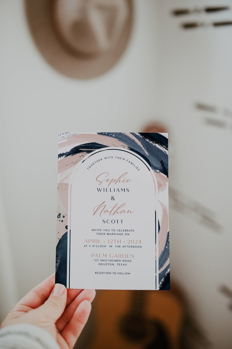 Wedding Invitation Template Navy Wedding Invitation Navy and | Etsy
