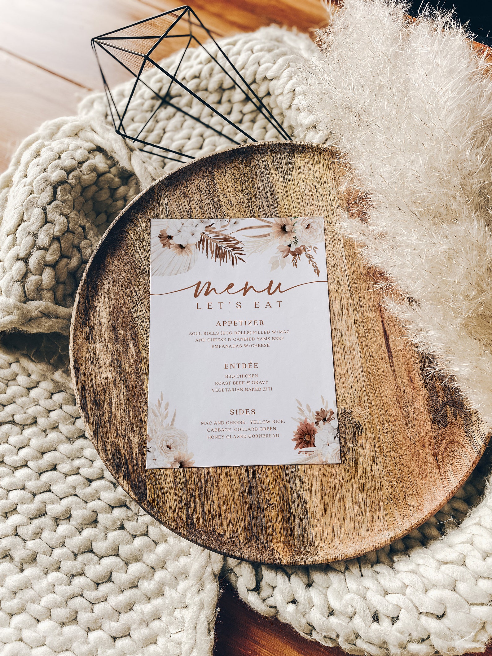 Menu Sign Template Wedding Table Menu Sign Pampas Boho - Etsy