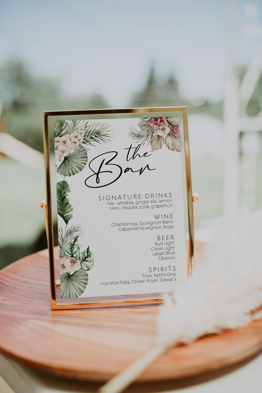 Tropical Bar Menu Template, Bar Menu Sign, Tropical Wedding Sign, Beach ...