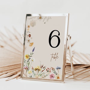 Table Numbers Template, Boho Table Numbers, Floral Table Numbers ...