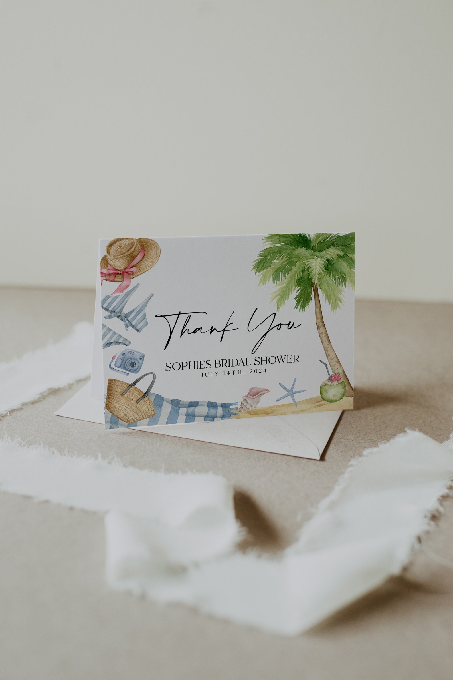 Tropical Thank You Card Beach Thank You Card Bridal Shower - Etsy