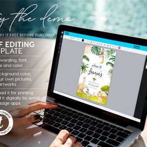 Safari Baby Shower Welcome Sign, Welcome Sign Template, Safari Welcome ...