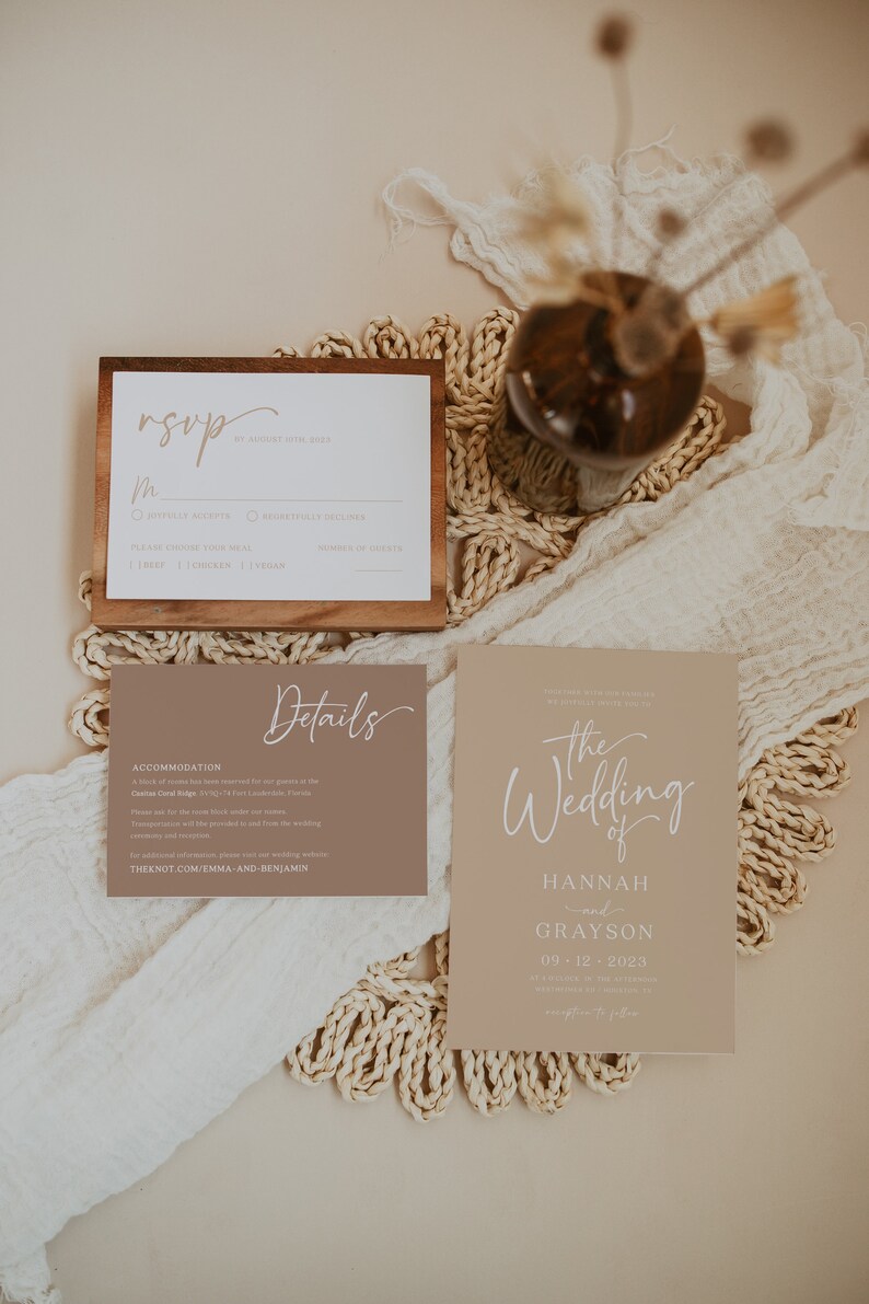 Modern Beige Wedding Invitation Suite Wedding Invitation - Etsy