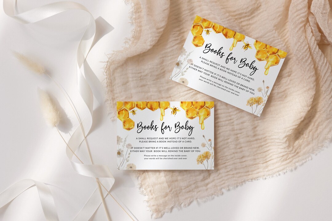 Books for Baby Cards, Baby Shower Books Cards, Honey Bee Baby Shower ...