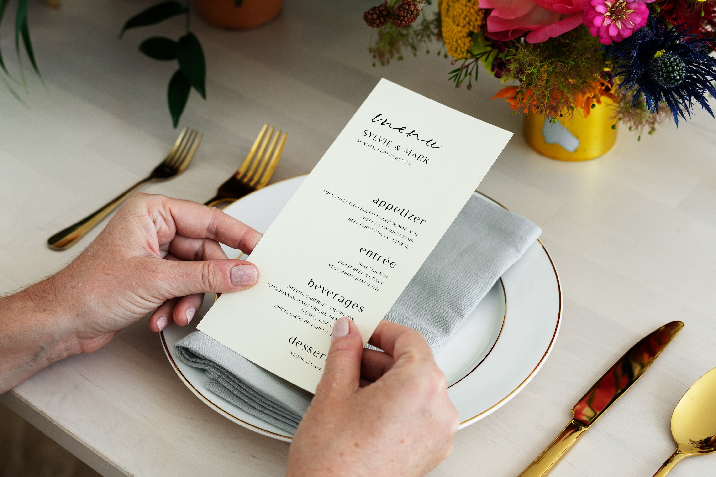 Wedding Menu Template Menu Cards Template Minimalist Modern | Etsy