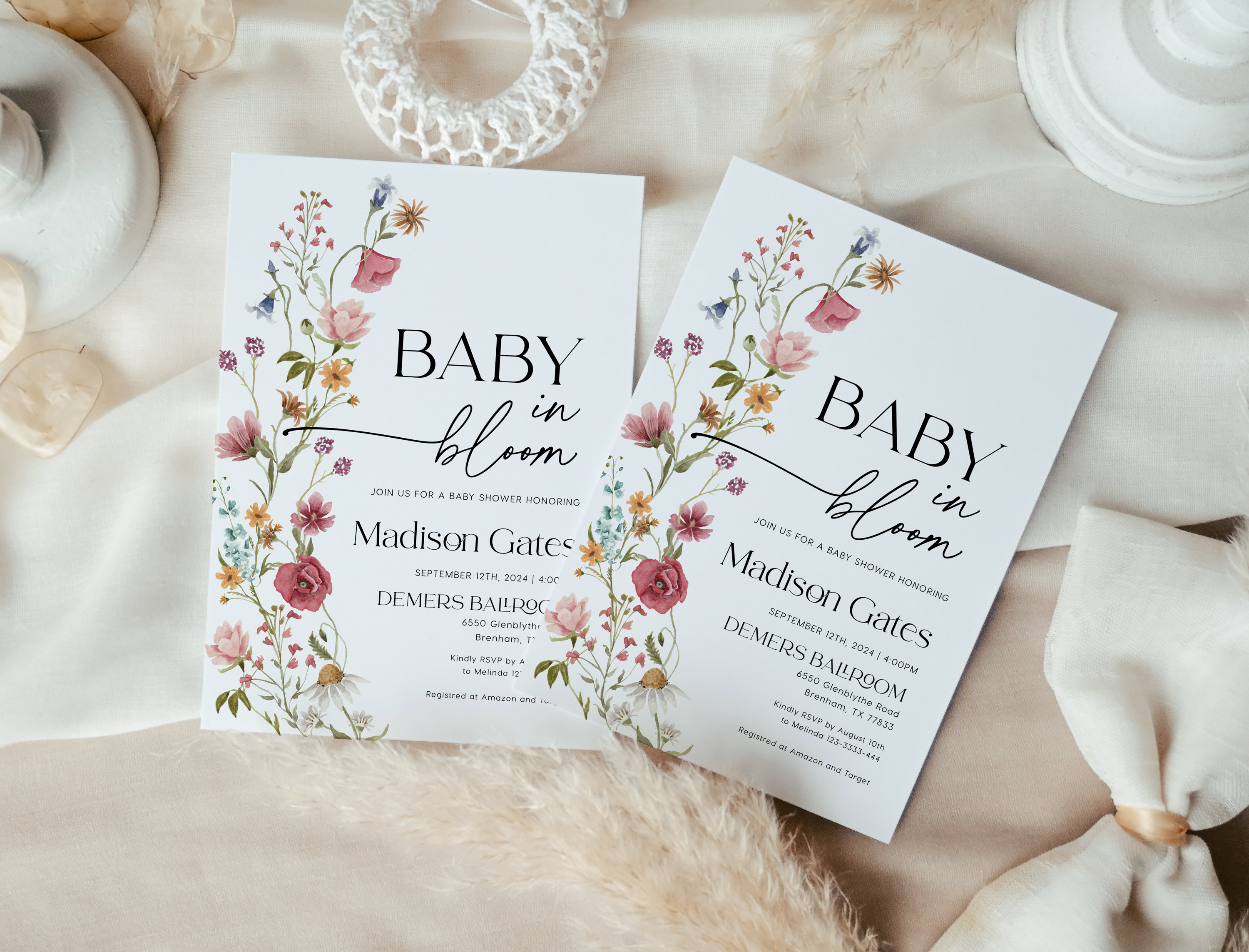 Baby in Bloom Invitation Baby Shower Invitation Spring - Etsy UK