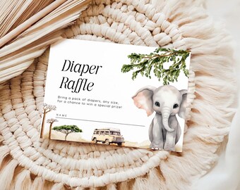Baby Shower Safari Theme Diaper Raffle Card - Etsy
