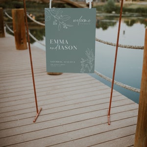Sage Welcome Sign, Welcome Sign Template, Sage Floral Welcome Sign ...