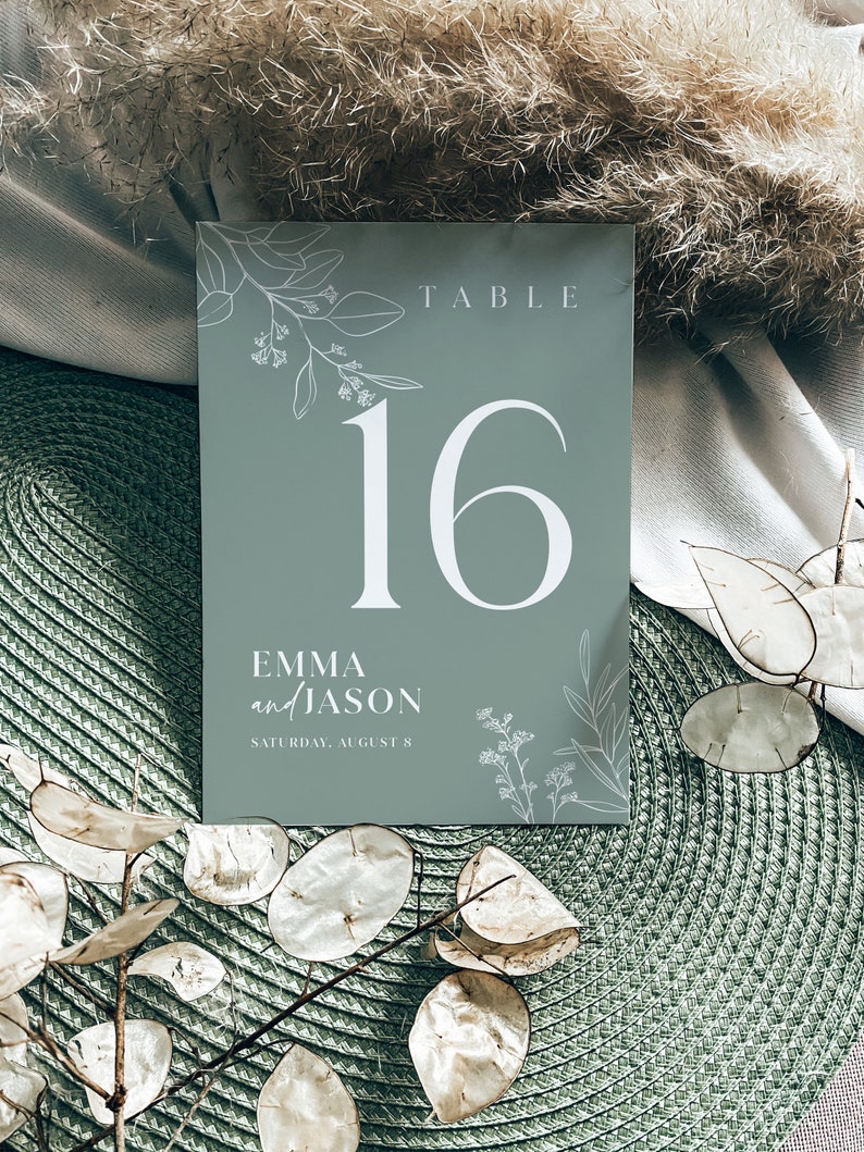 Table Numbers Template Sage Table Numbers Floral Table - Etsy