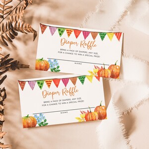 Pumpkin Diaper Raffle Tags, Baby Shower Diaper Raffle Cards, Fall Baby ...
