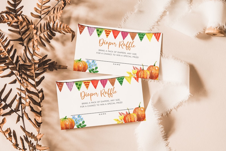 Pumpkin Diaper Raffle Tags Baby Shower Diaper Raffle Cards - Etsy