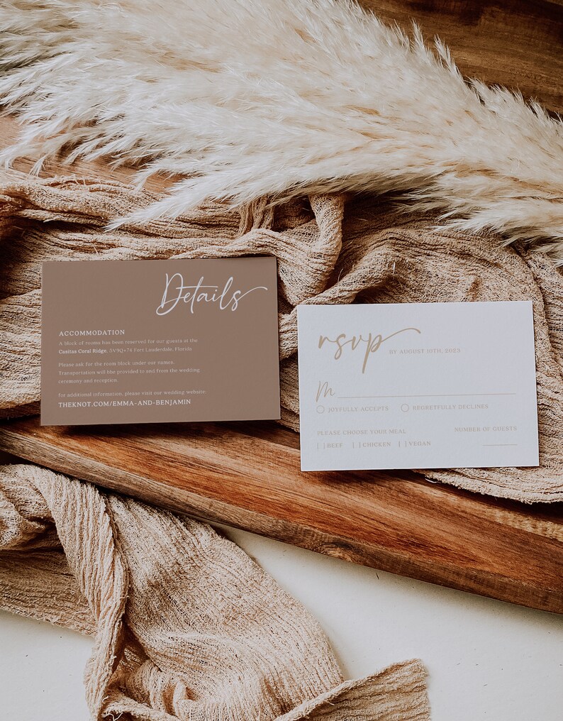 Modern Beige Wedding Invitation Suite Wedding Invitation | Etsy