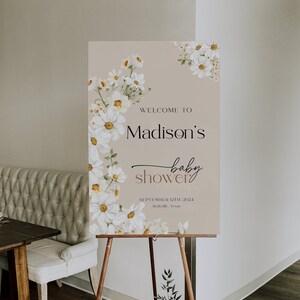 Daisy Welcome Sign, Baby Shower Welcome Sign, Beige Welcome Sign ...