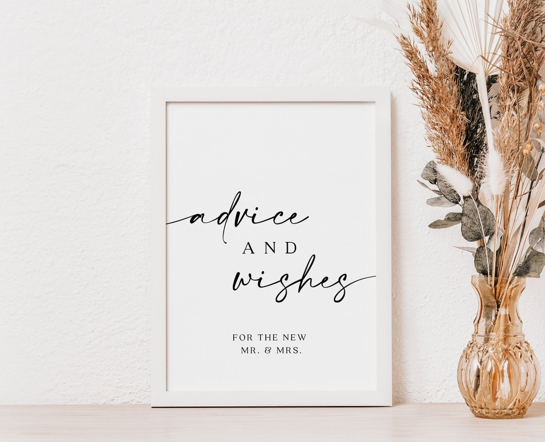 Advice and Wishes Wedding Sign, Wedding Sign Template, Advice for ...