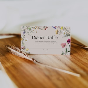 Baby Shower Diaper Raffle Name Cards, Diaper Raffle Card Template, Boho ...