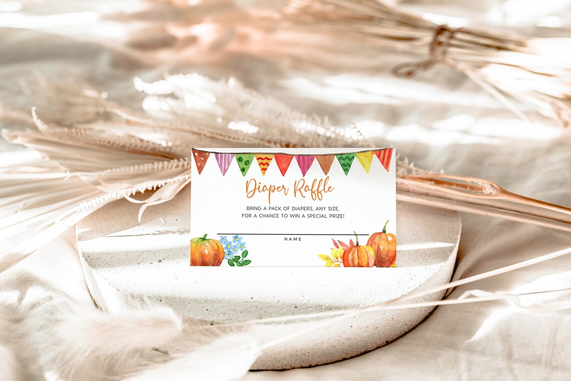 Pumpkin Diaper Raffle Tags Baby Shower Diaper Raffle Cards - Etsy