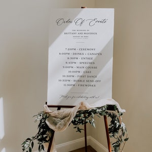 Order of Events Sign, Aesthetic Wedding Sign, Order of Events Template ...