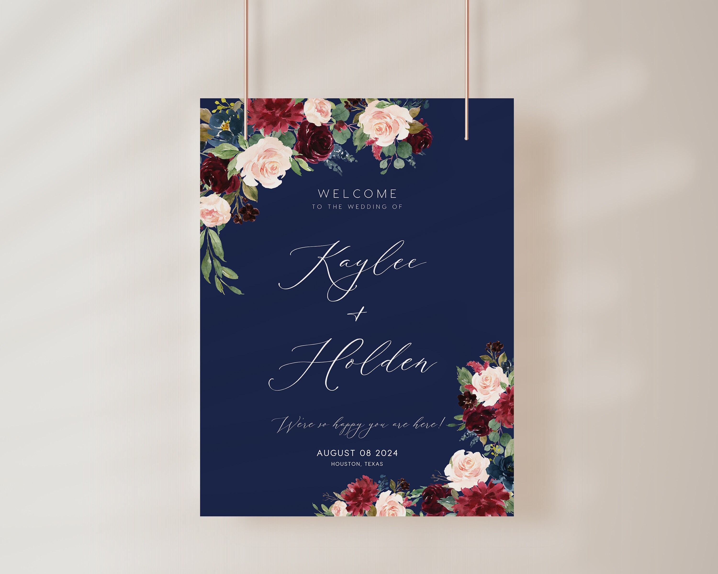 Wedding Welcome Sign Navy Welcome Sign Template Bohemian - Etsy