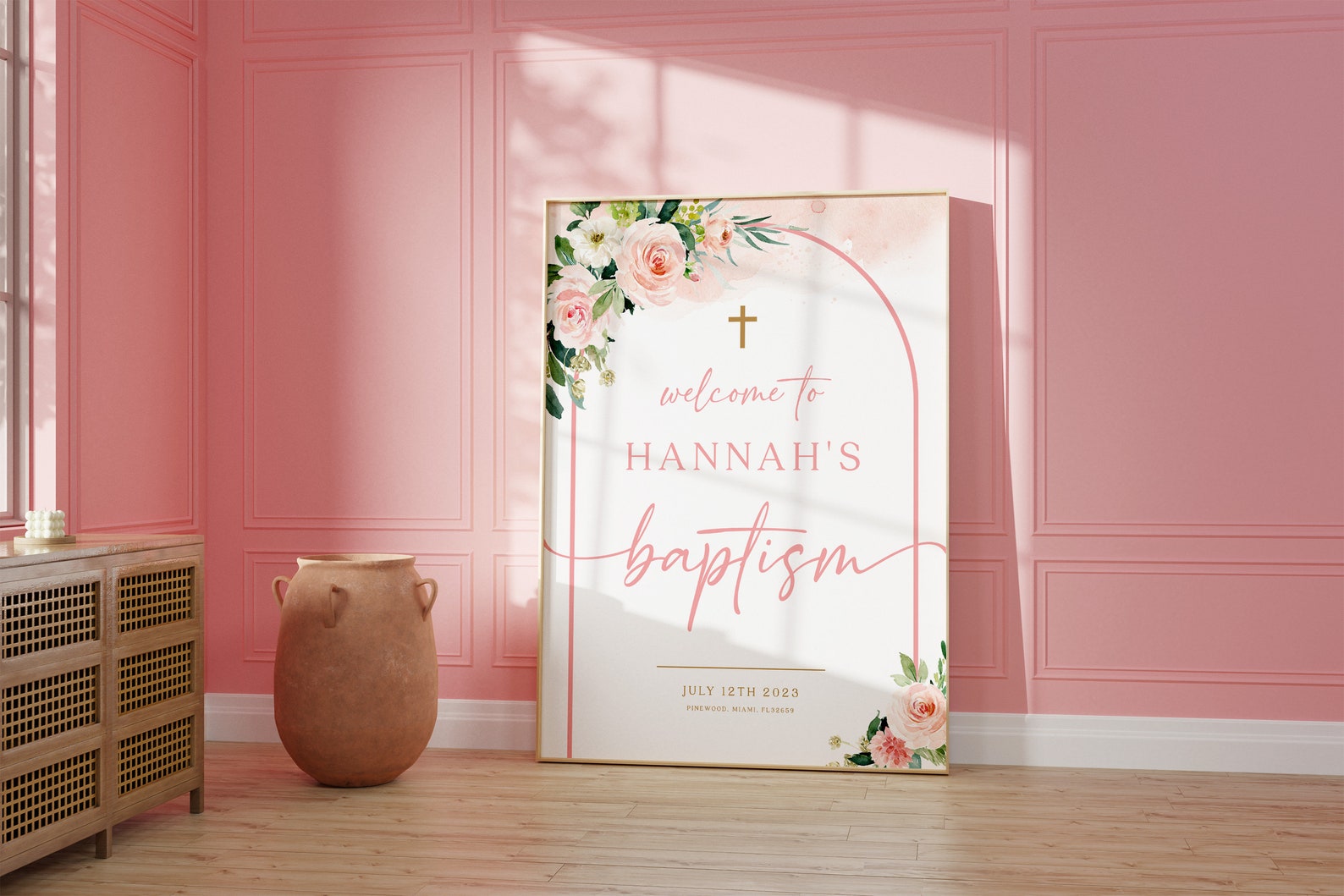 Baptism Welcome Sign Welcome Sign Template Blush Baptism | Etsy