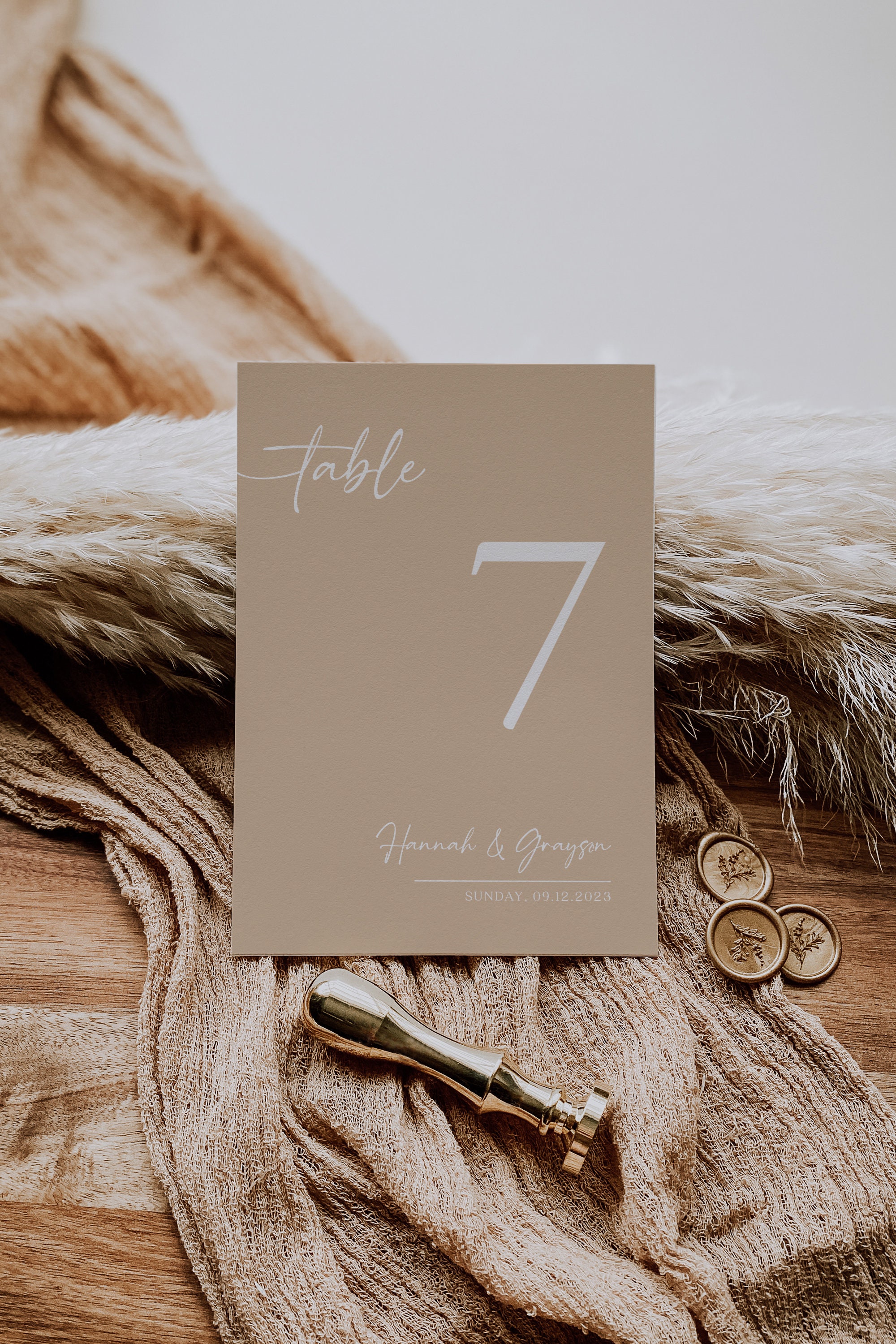 Beige Table Numbers Wedding Table Numbers Template Cream | Etsy