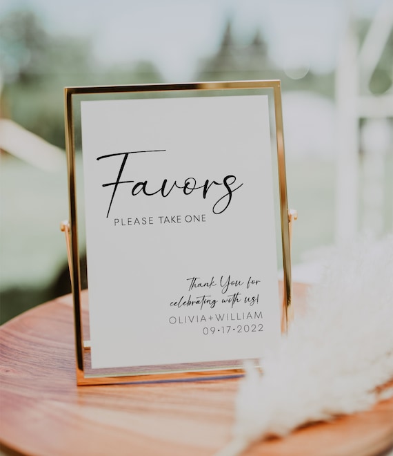 Favors Wedding Sign Favors Sign Template Modern Wedding | Etsy