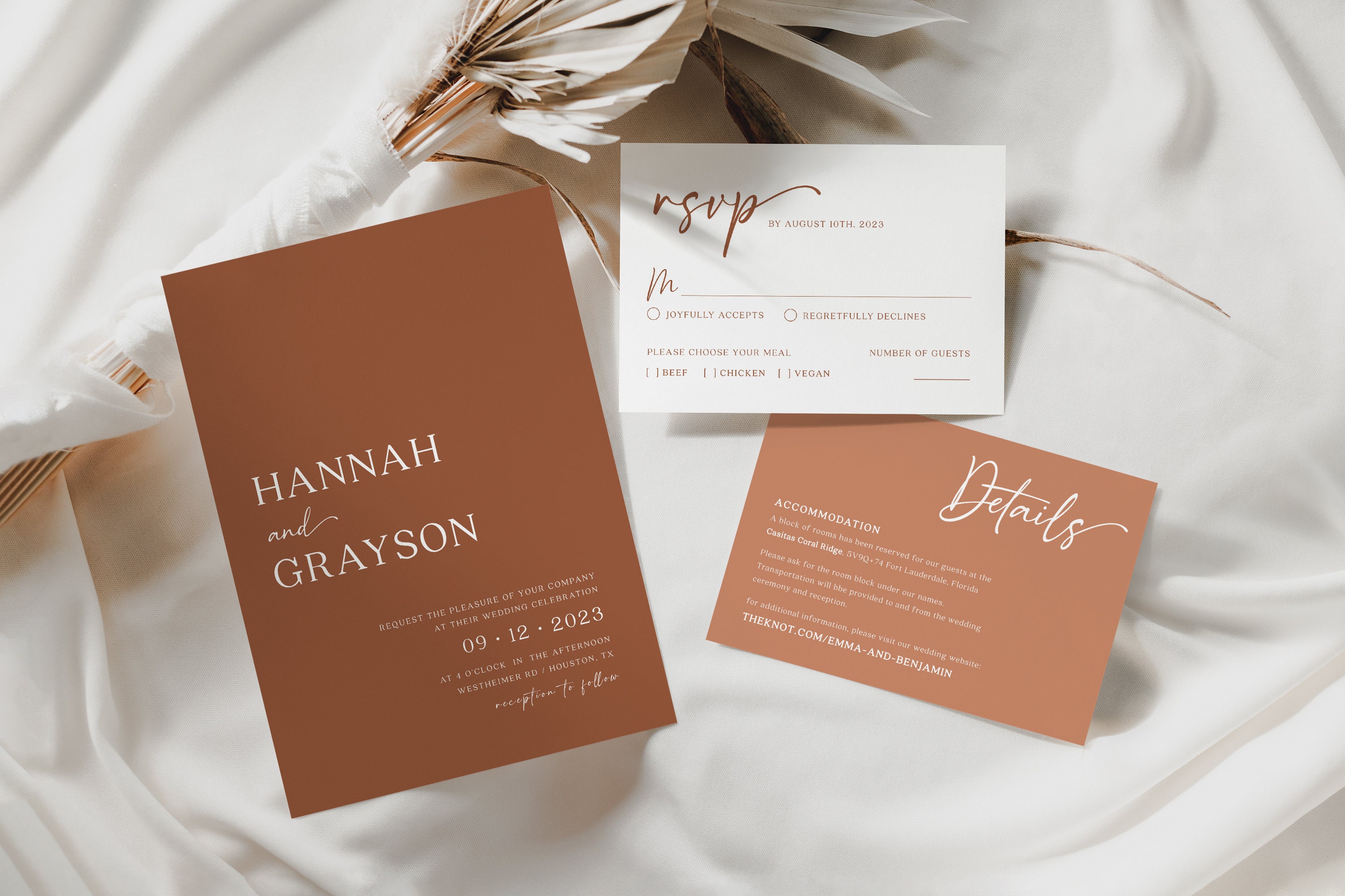 Terracotta Invitation Suite Modern Wedding Invitation - Etsy