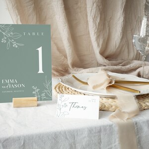 Table Numbers Template, Sage Table Numbers, Floral Table Numbers, Sage ...