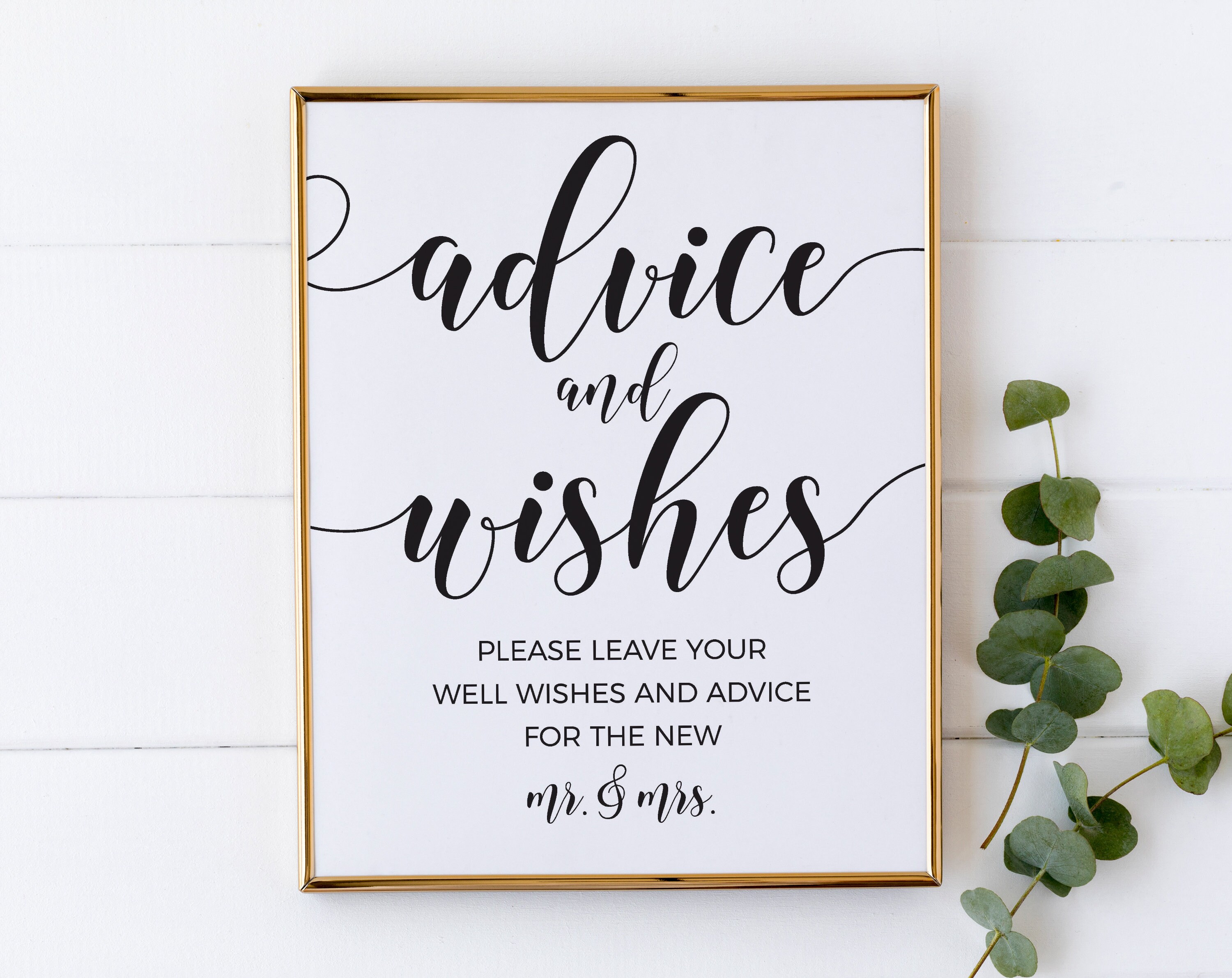 Advice and Wishes Wedding Sign Printable Minimalist Wedding | Etsy