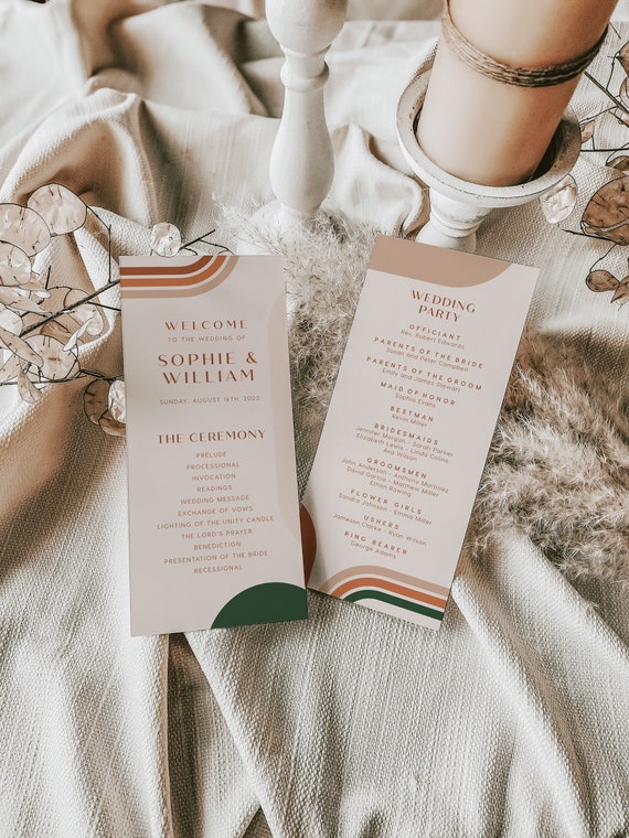 Modern Wedding Program Wedding Ceremony Program With Arch | Etsy