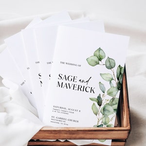 Program Booklet Template, Wedding Program With Floral Greenery ...