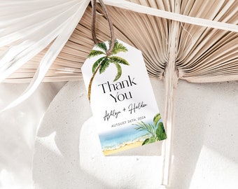 Printable OR Printed mahalo Favor Gift Tags Hawaiian Floral & Palm Leaf ...