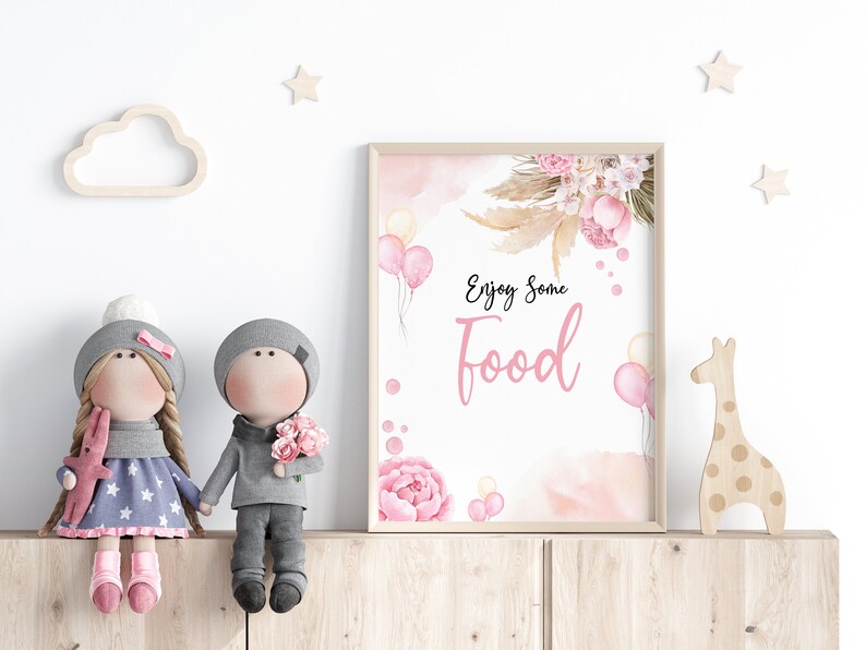 Food Table Sign Food Sign Template Baby Shower Pink Theme - Etsy