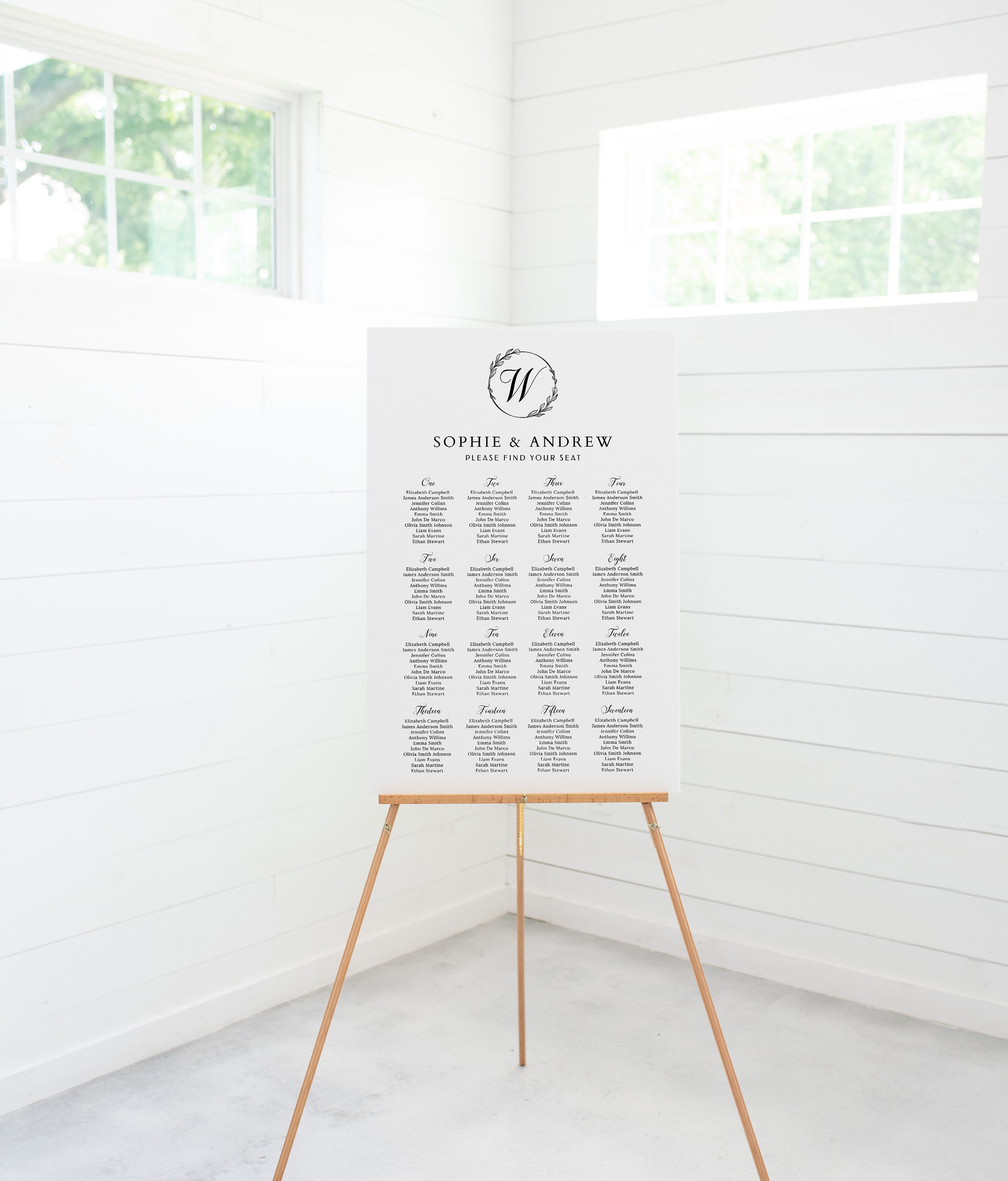 Seating Chart Template With Monogram Wedding Seating Chart | Etsy