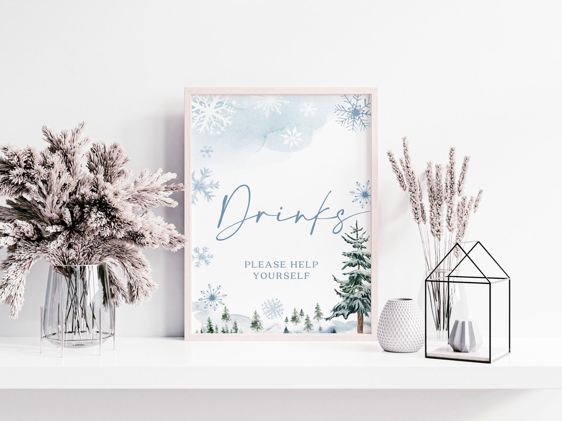 Drinks Sign Baby Shower Drinks Sign Drinks Bar Sign Winter - Etsy