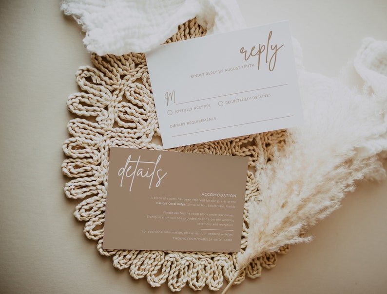 Beige Invitation Suite Cream Wedding Invitation Set Templett - Etsy