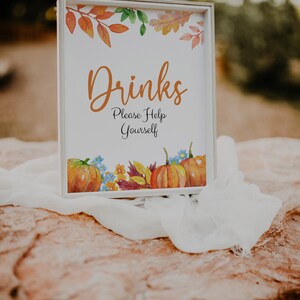 Drinks Sign Drinks Table Sign Fall Pumpkin Baby Shower - Etsy